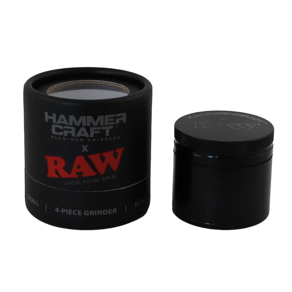Hammercraft × Raw Aluminium Grinder- Black – THE ROLL N' PUFF Hammercraft × Raw Aluminium Grinder- Black – THE ROLL N' PUFF