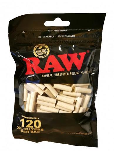 RAW BLACK COTTON XL FILTERS - 20*6mm – THE ROLL N' PUFF
